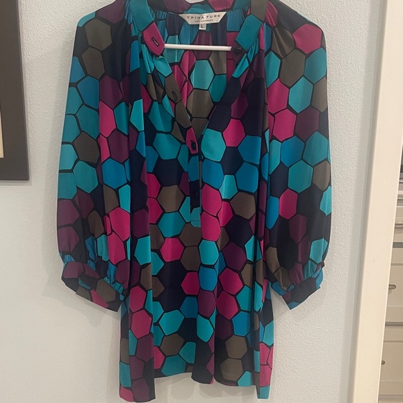 Trina Turk | Tops | Trina Turk Multicolor Hexagon Blouse | Poshmark